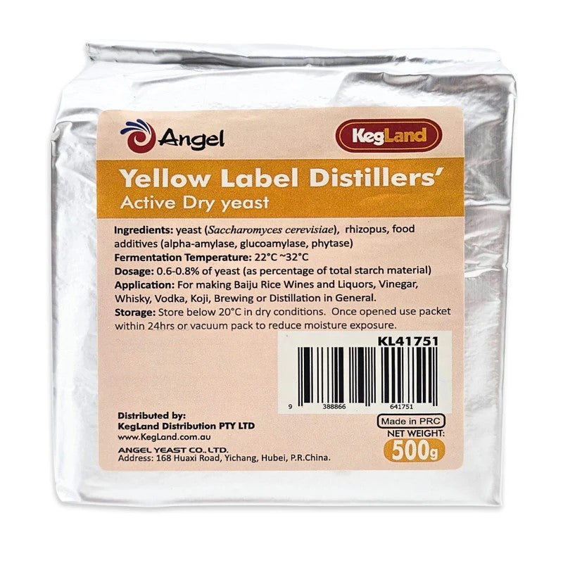 Angel - Yellow Label Distillers Yeast - 500g Brick | Blackboard Brewing Co